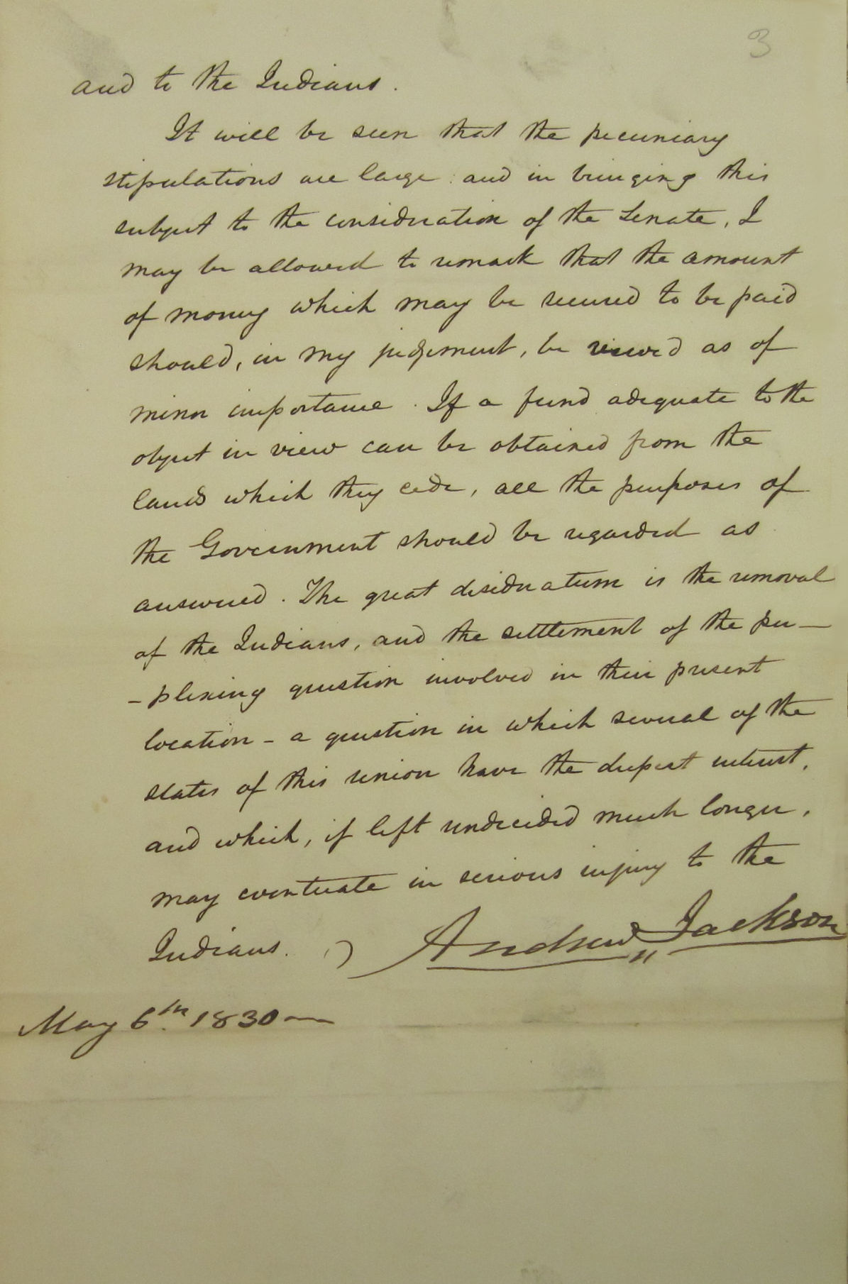 Andrew Jackson to the United States Senate, May 6, 1830 (Sent) | The ...