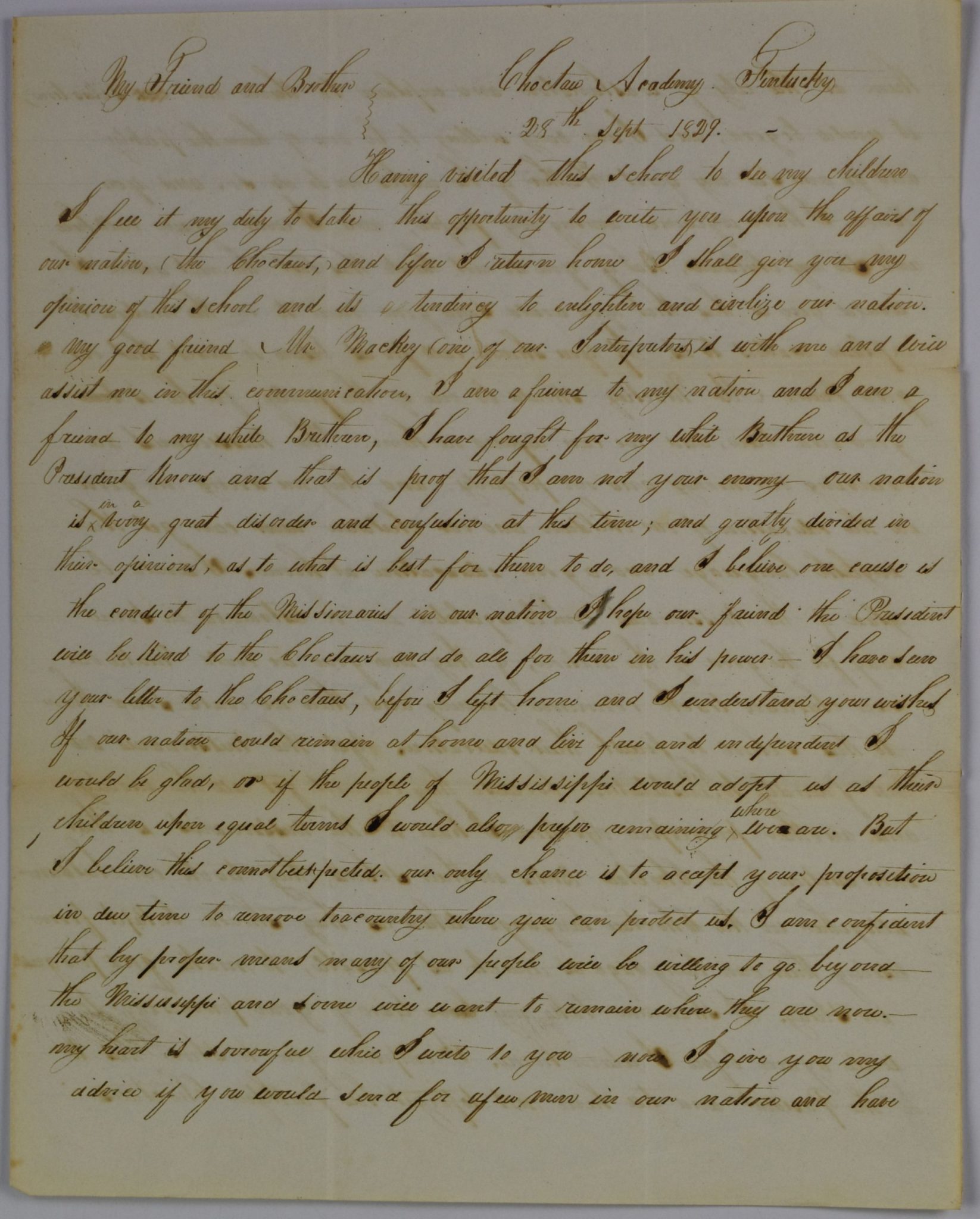 Mushulatubbe to John Henry Eaton, September 28, 1829 - The Papers of ...